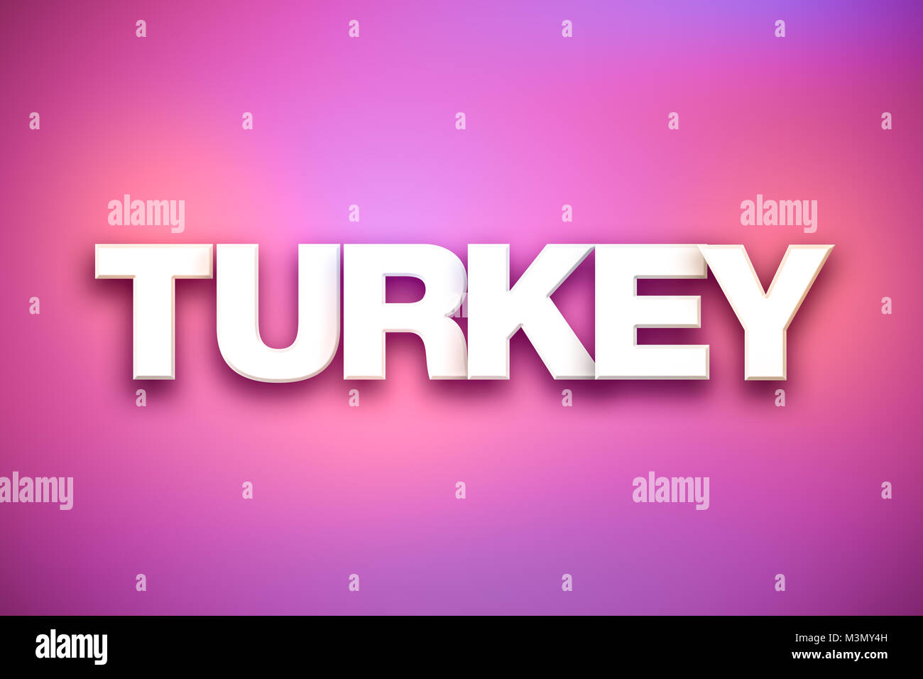 The word Turkey concept written in white type on a colorful background ...