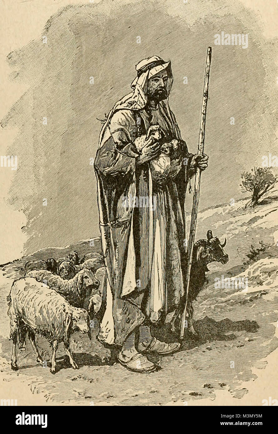 Life of the Abrahamites - Shepherd with lambs Stock Photo - Alamy
