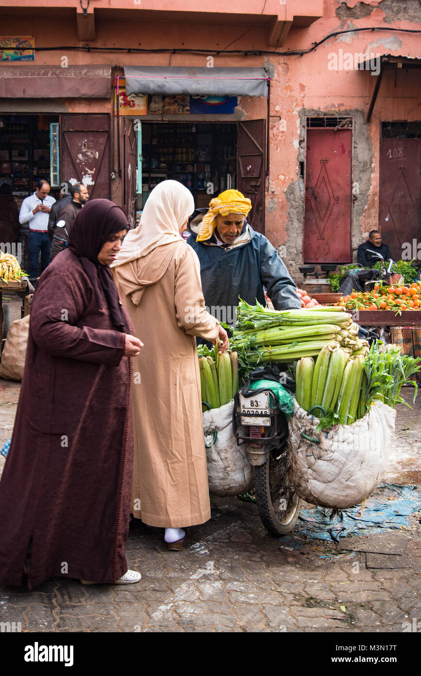 Marrakech,Morocco - January 2018:Hidden local fresh food market in ...