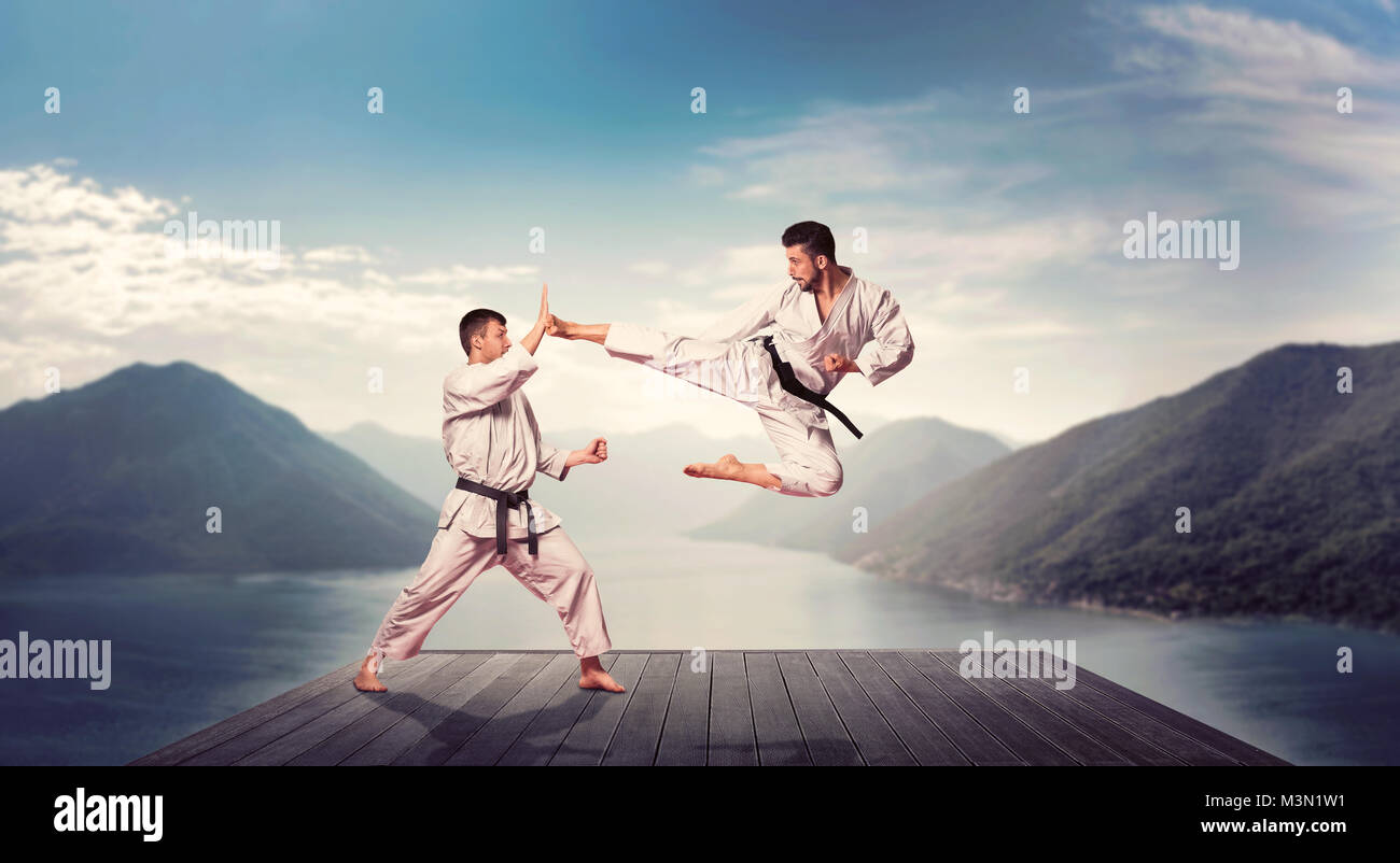 Karate jump kick hi-res stock photography and images - Alamy