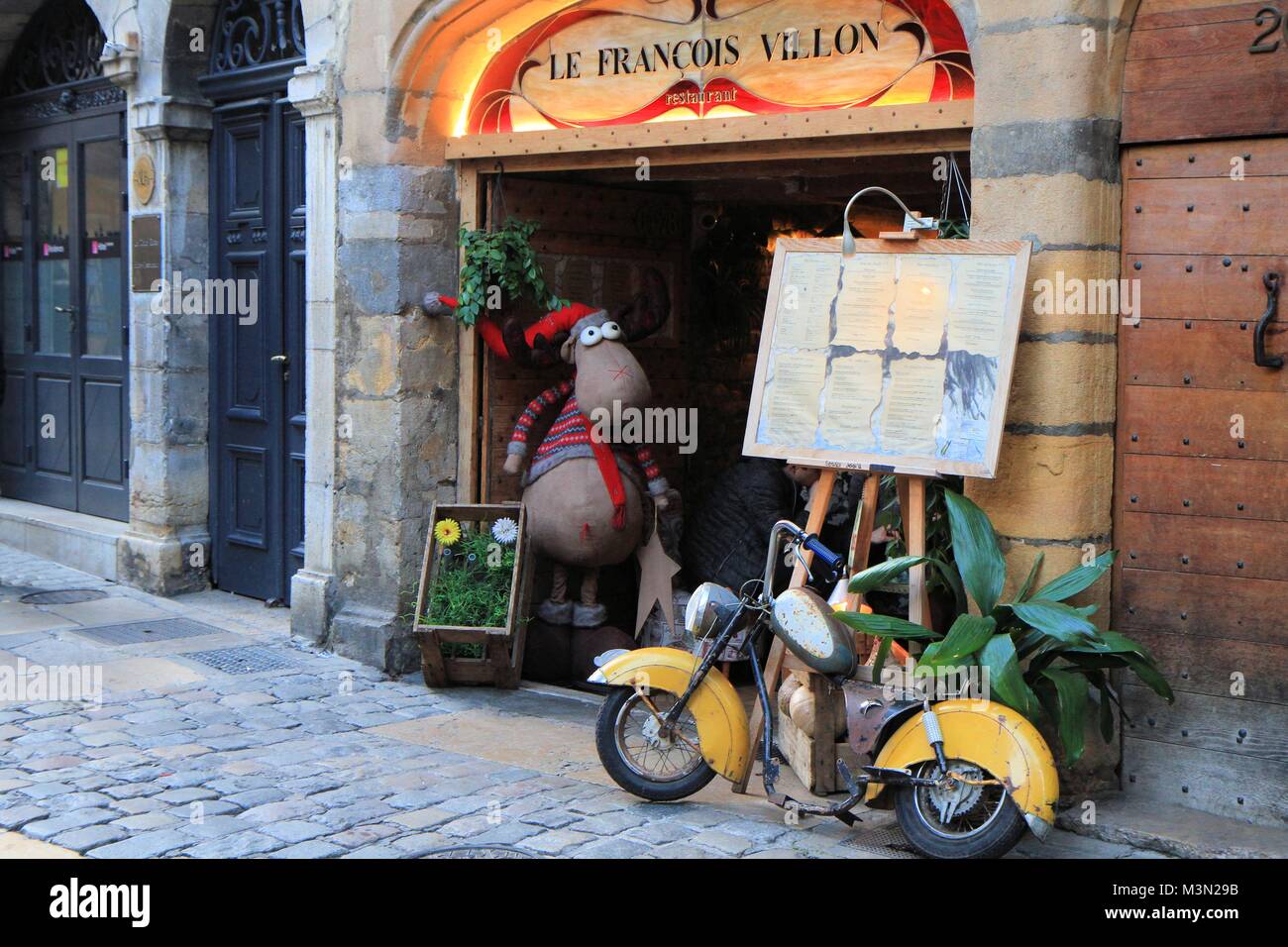 Street scene in old city of Lyon, France Stock Photo - Alamy