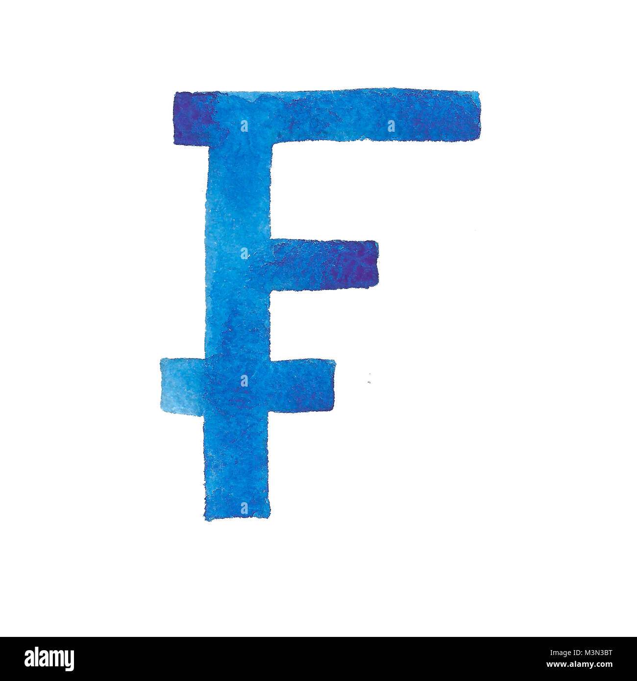 Franc. Watercolor illustration of a monetary sign of France. Isolated ...