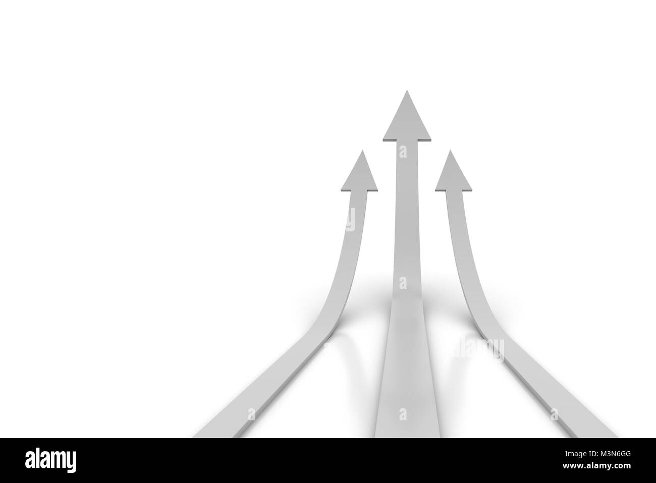 3d illustration of rising arrows on white background with copy space ...