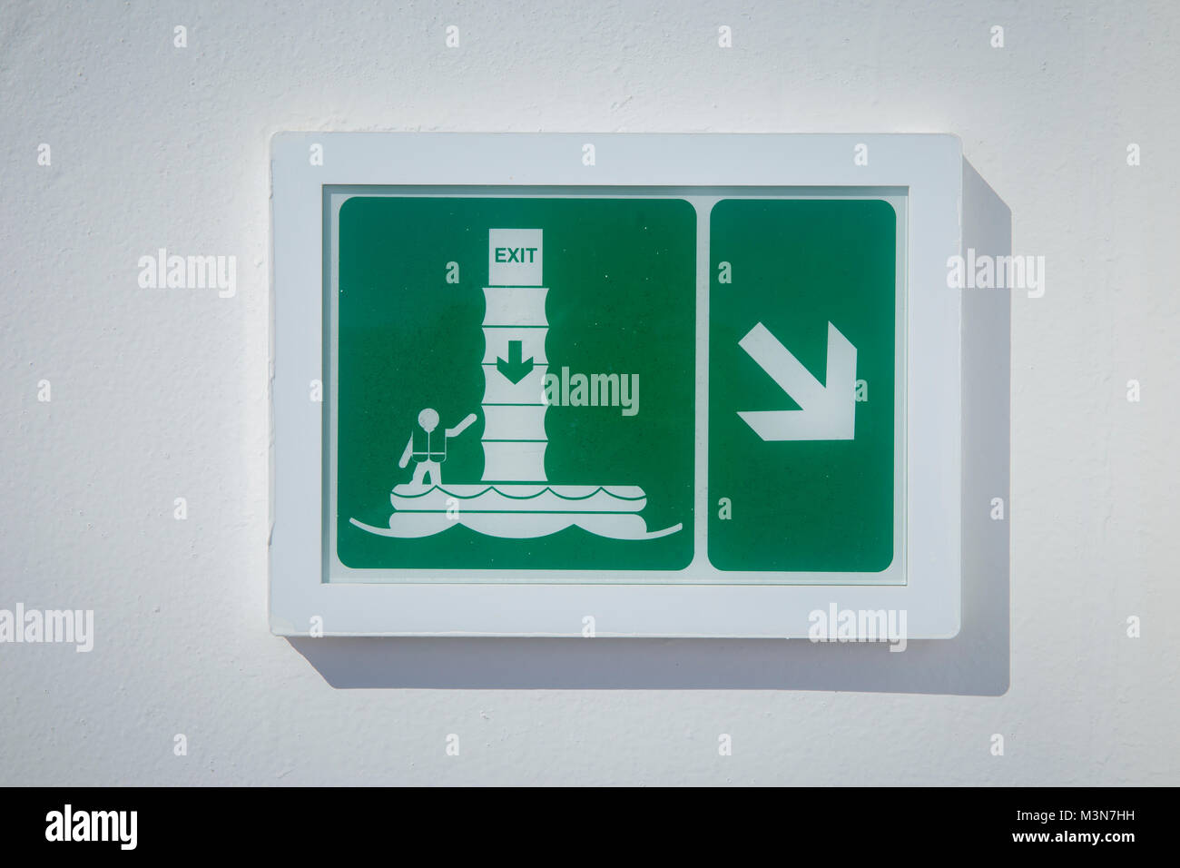 Emergency exit sign on a cruise ship - safety on sea Stock Photo - Alamy