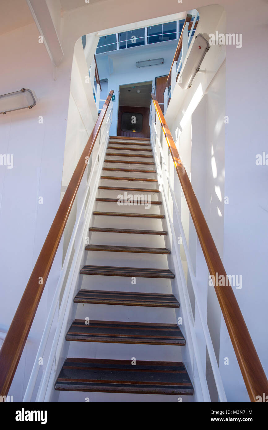Steep stairs to the bridge on a cruise ship Stock Photo - Alamy
