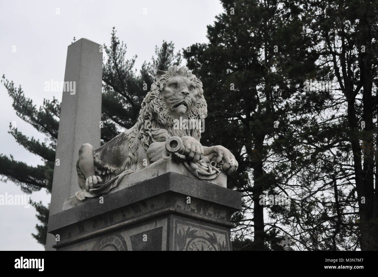 Statue of a Lion in a Cemetery Stock Photo - Alamy