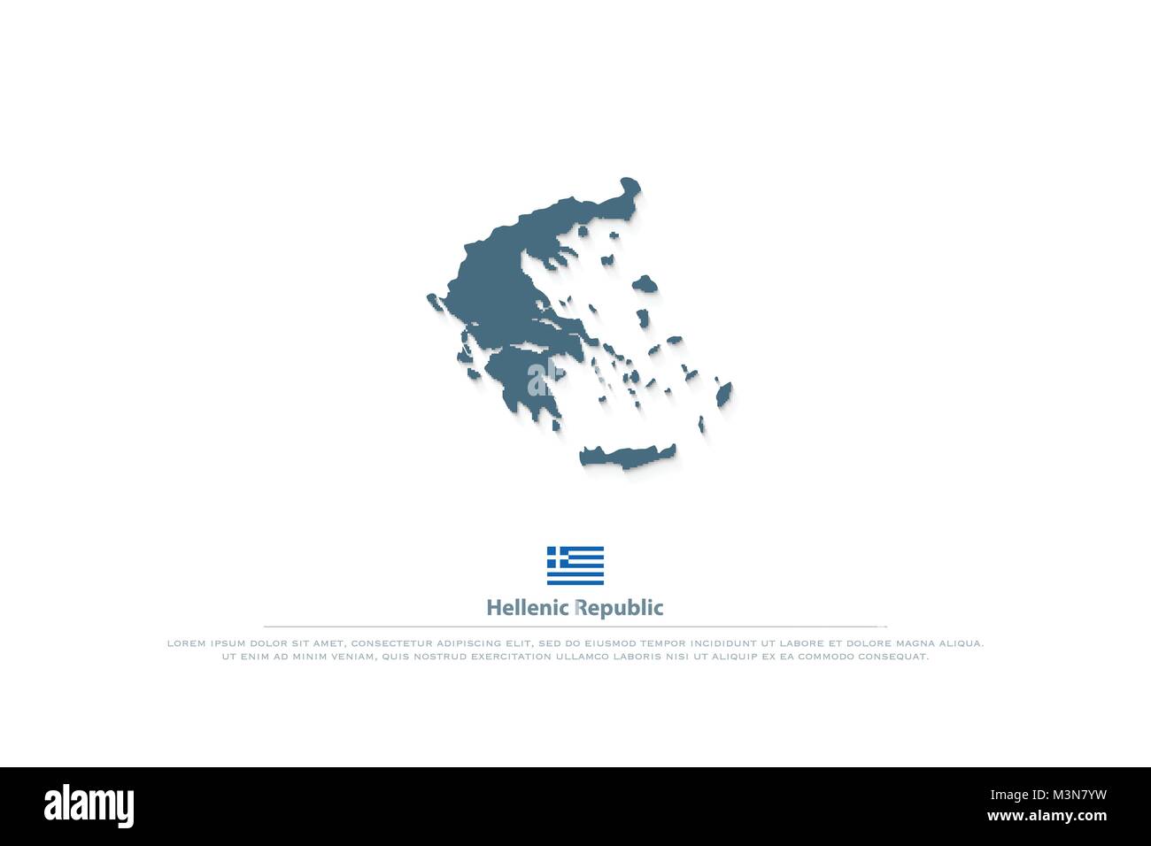 Hellenic Republic isolated map and Greek official flag icons. vector ...