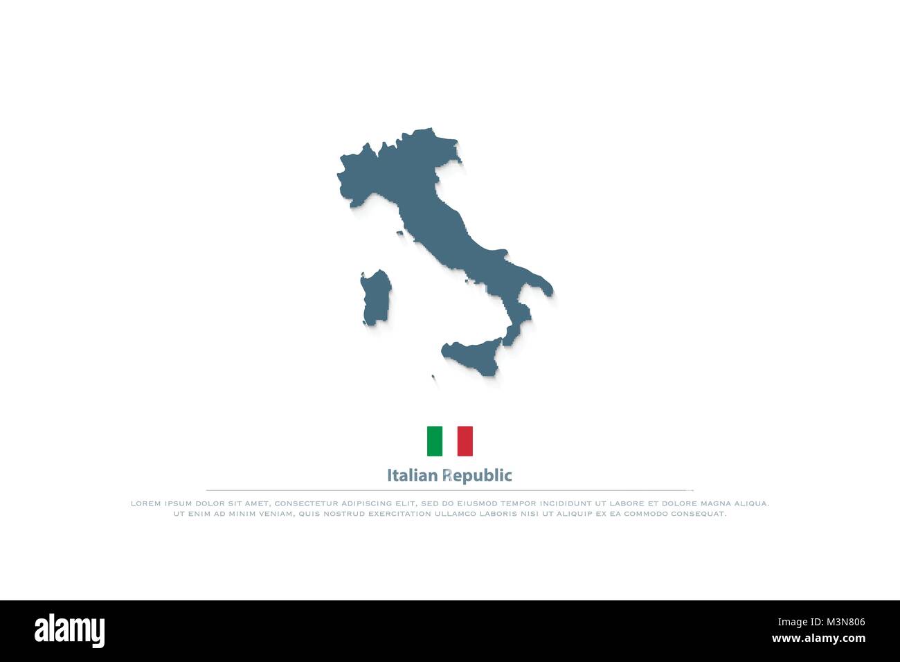 Italian Republic isolated map and official flag icons. vector Italy ...