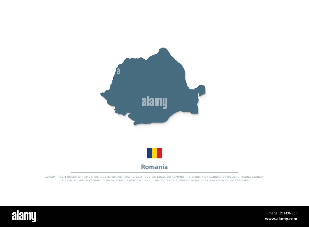 Romania map and official flag icons. vector Romanian political map ...