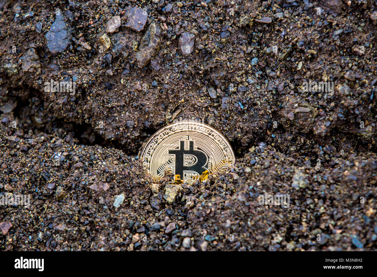 bitcoin on the stone background Stock Photo - Alamy