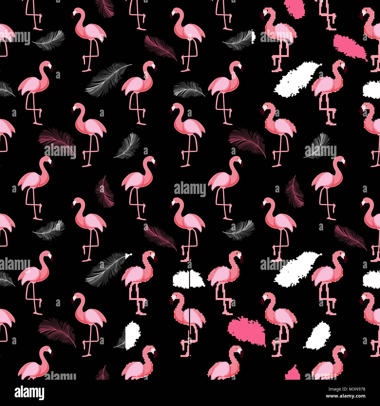 Cute Retro Seamless Flamingo Pattern Background Vector Illustration Stock Vector Image & Art - Alamy
