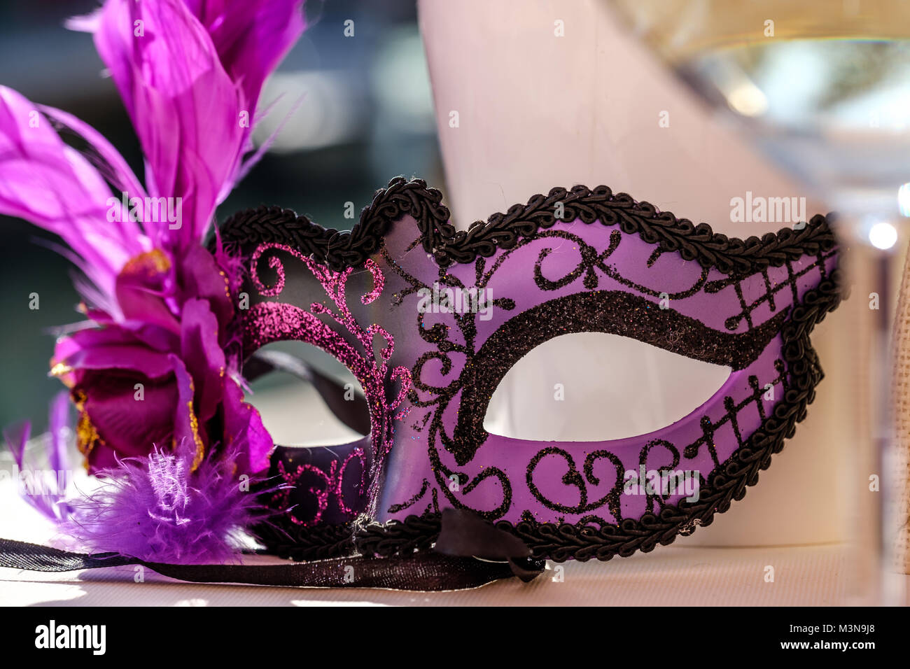 Purple mask close-up. Venice, Italy Stock Photo - Alamy