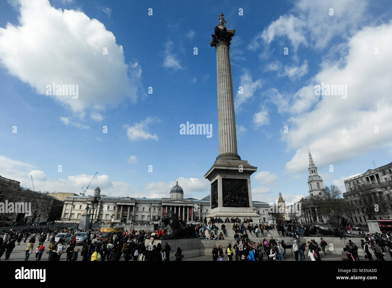 Nelson's Column on Trafalgar Square in London, England, United Kingdom ...