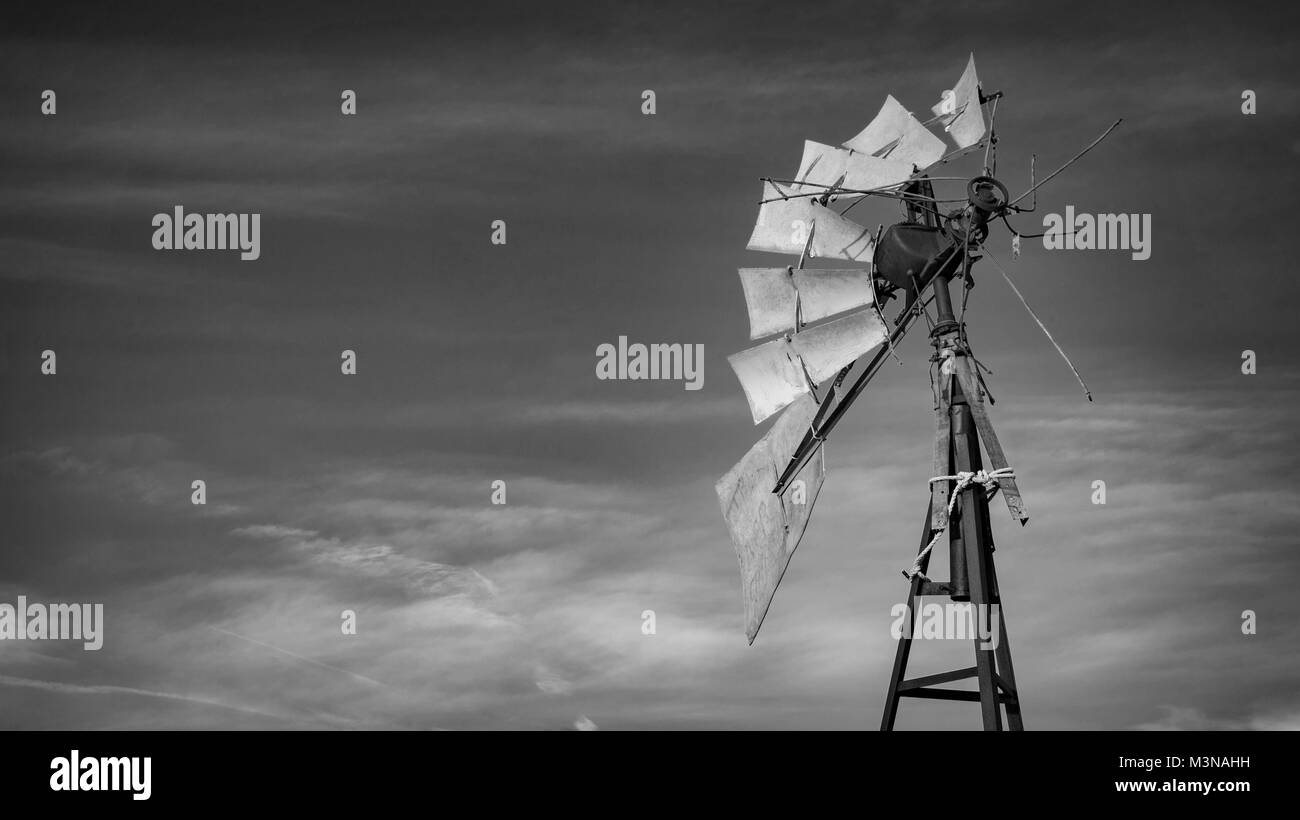 Old Broken Windmill black and white Stock Photo - Alamy