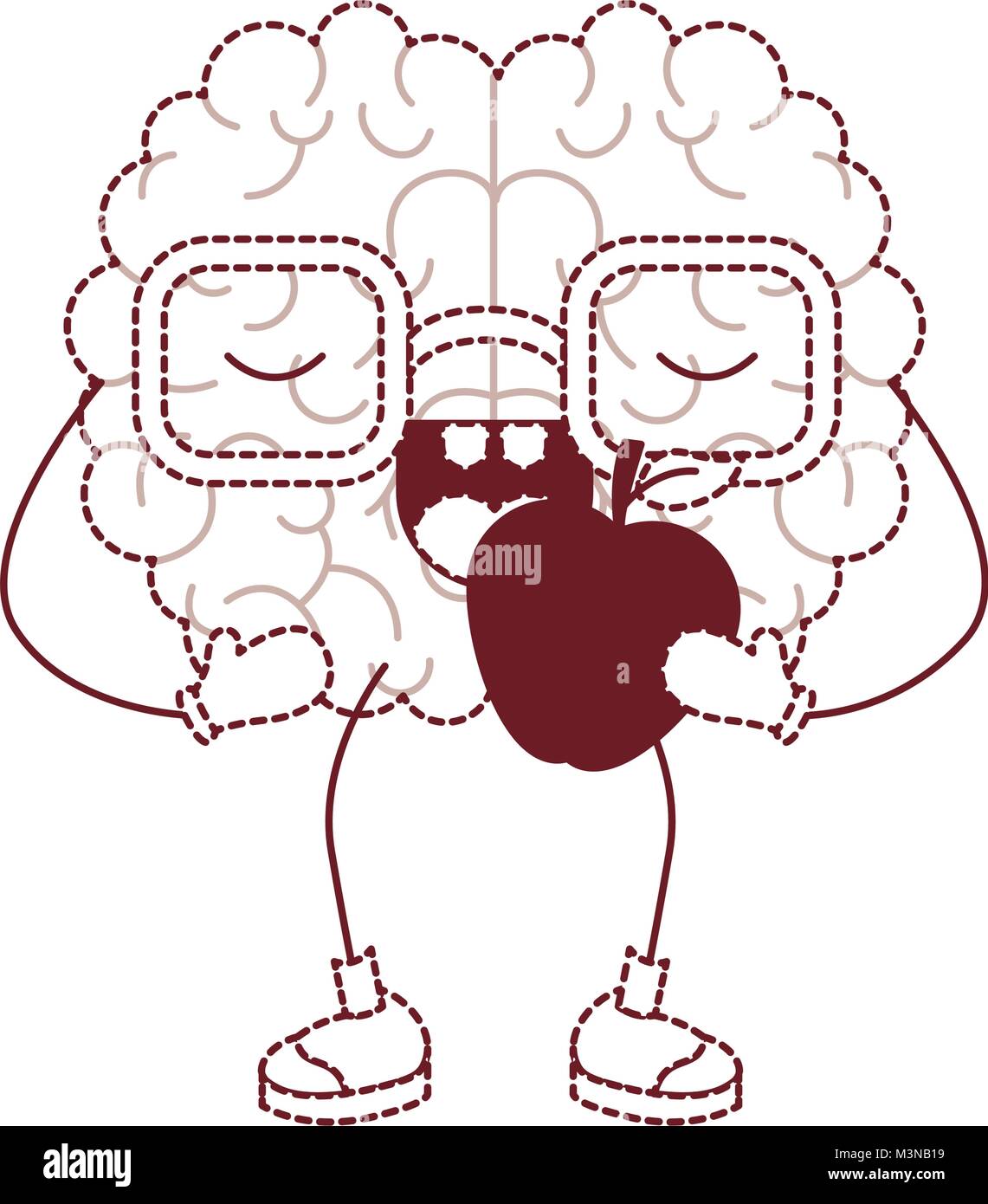 comic brain eating apple kawaii character Stock Vector Image & Art - Alamy