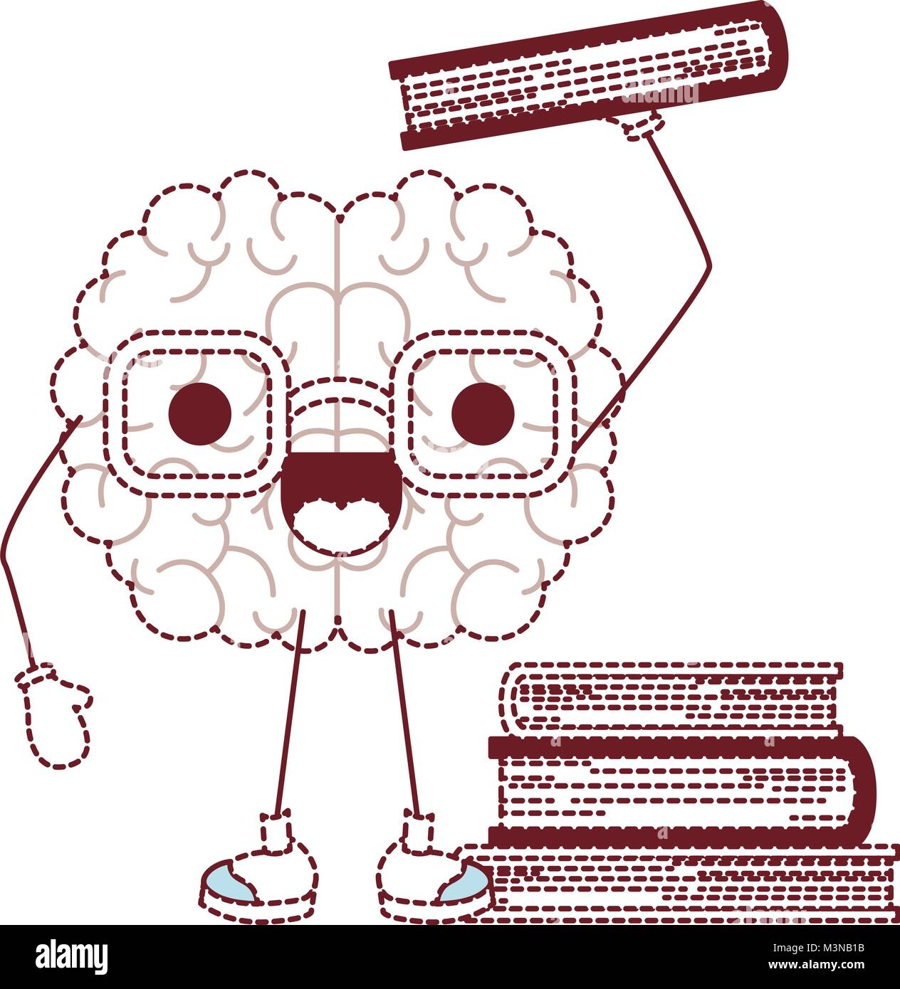 comic brain lifting books kawaii character Stock Vector Image & Art - Alamy