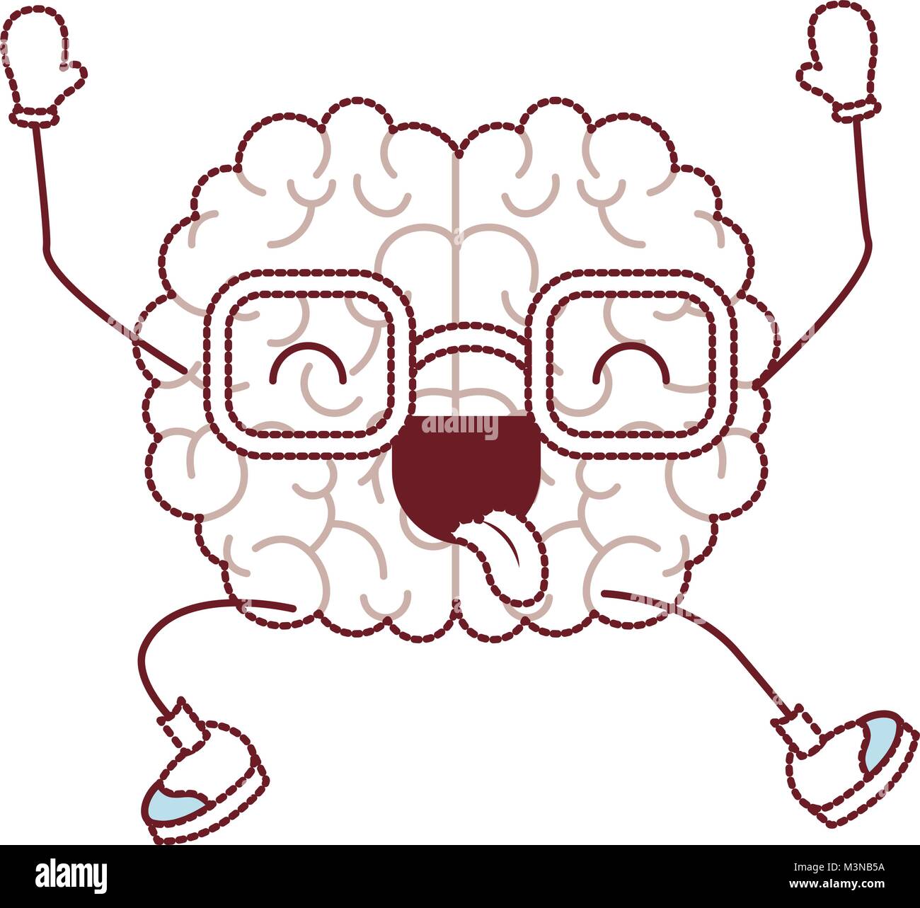 comic brain with tongue out kawaii character Stock Vector Image & Art ...