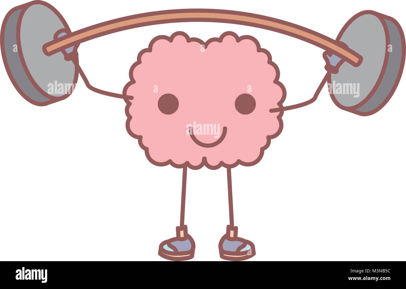 comic brain weight lifting kawaii character Stock Vector Image & Art ...