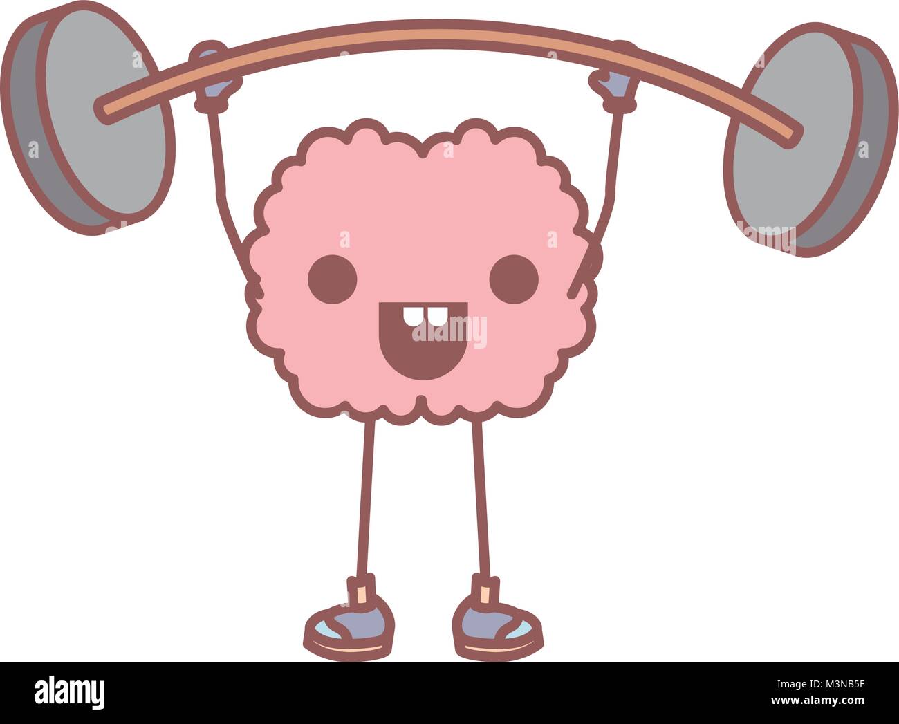 comic brain weight lifting kawaii character Stock Vector Image & Art ...