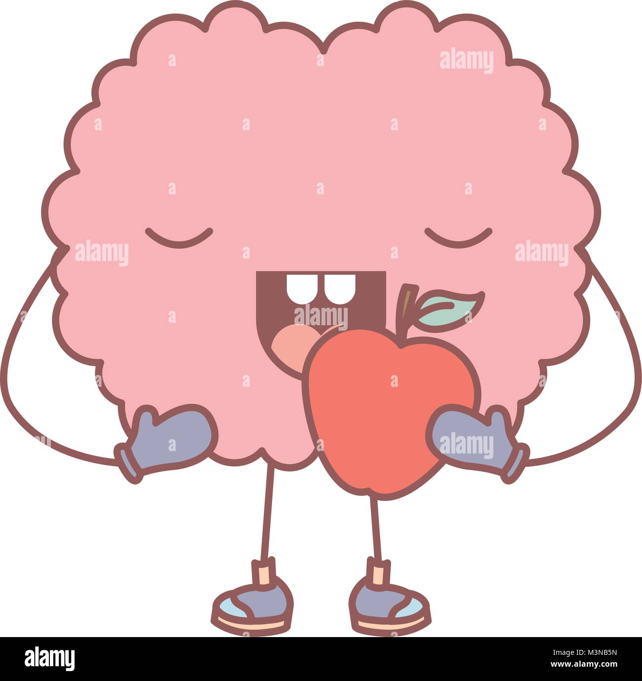 comic brain eating apple kawaii character Stock Vector Image & Art - Alamy