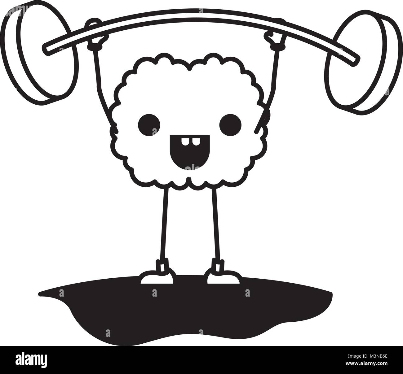 comic brain weight lifting kawaii character Stock Vector Image & Art ...