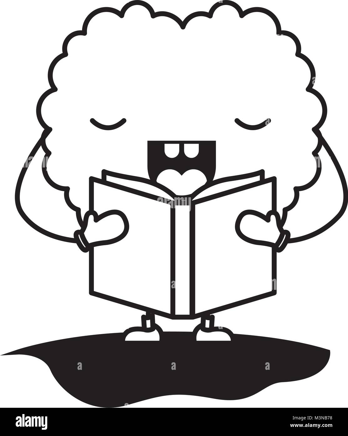 comic brain reading book kawaii character Stock Vector Image & Art - Alamy