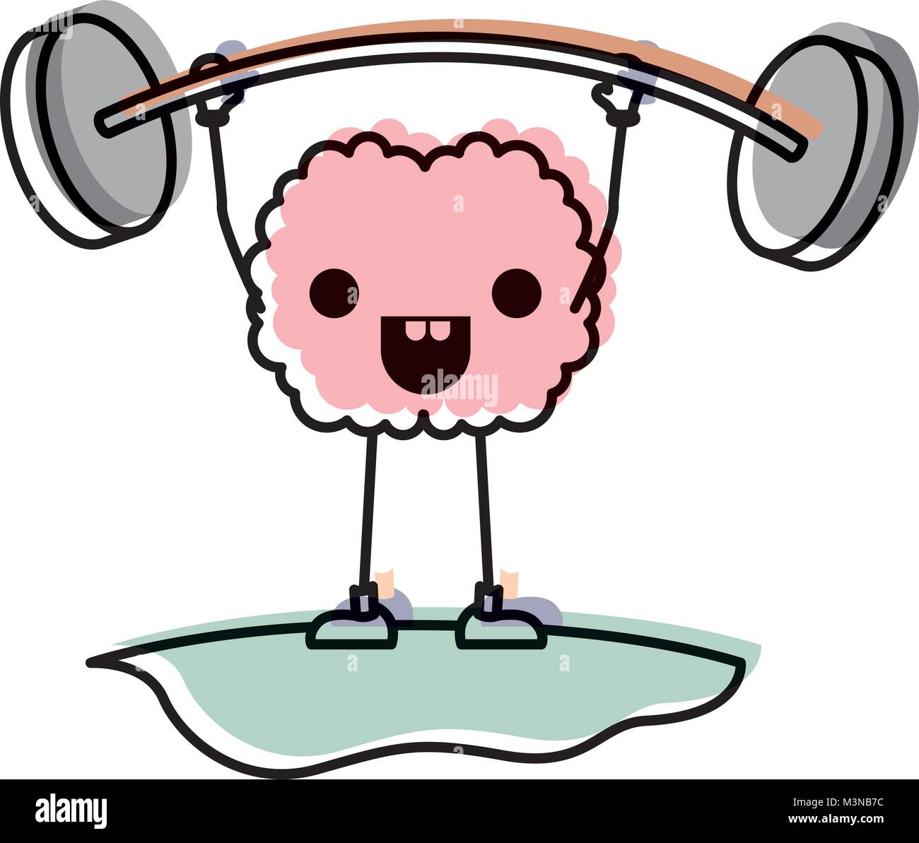 comic brain weight lifting kawaii character Stock Vector Image & Art ...