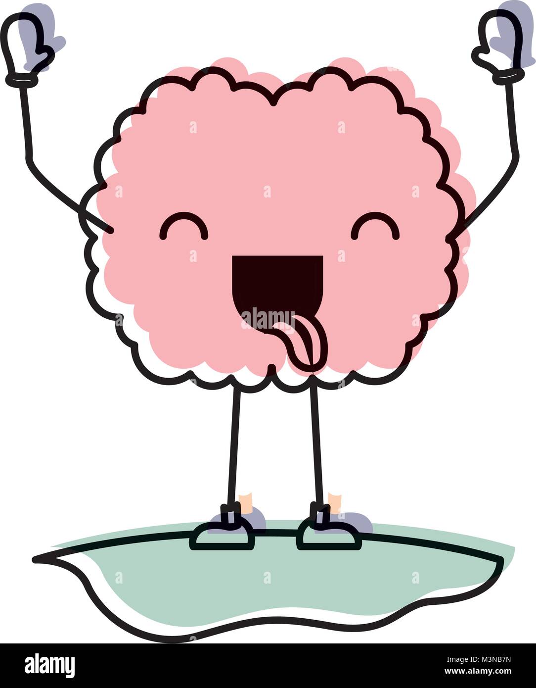 comic brain with tongue out kawaii character Stock Vector Image & Art ...