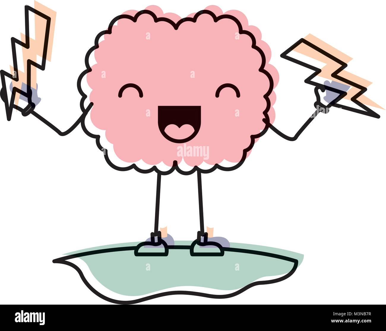 comic brain with thunders kawaii character Stock Vector Image & Art - Alamy