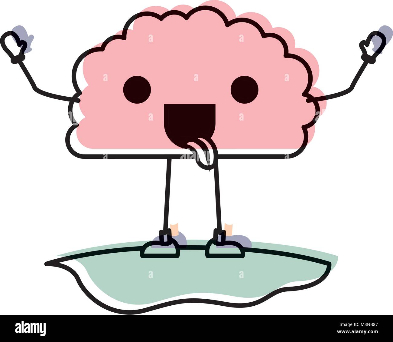 comic brain with tongue out kawaii character Stock Vector Image & Art ...