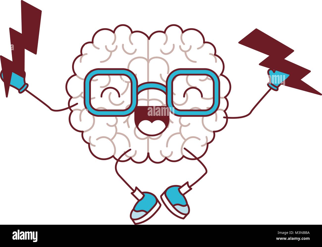 comic brain with thunders kawaii character Stock Vector Image & Art - Alamy