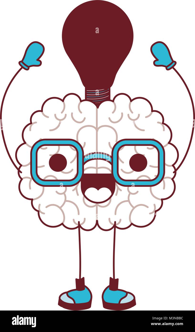 comic brain with bulb kawaii character Stock Vector Image & Art - Alamy