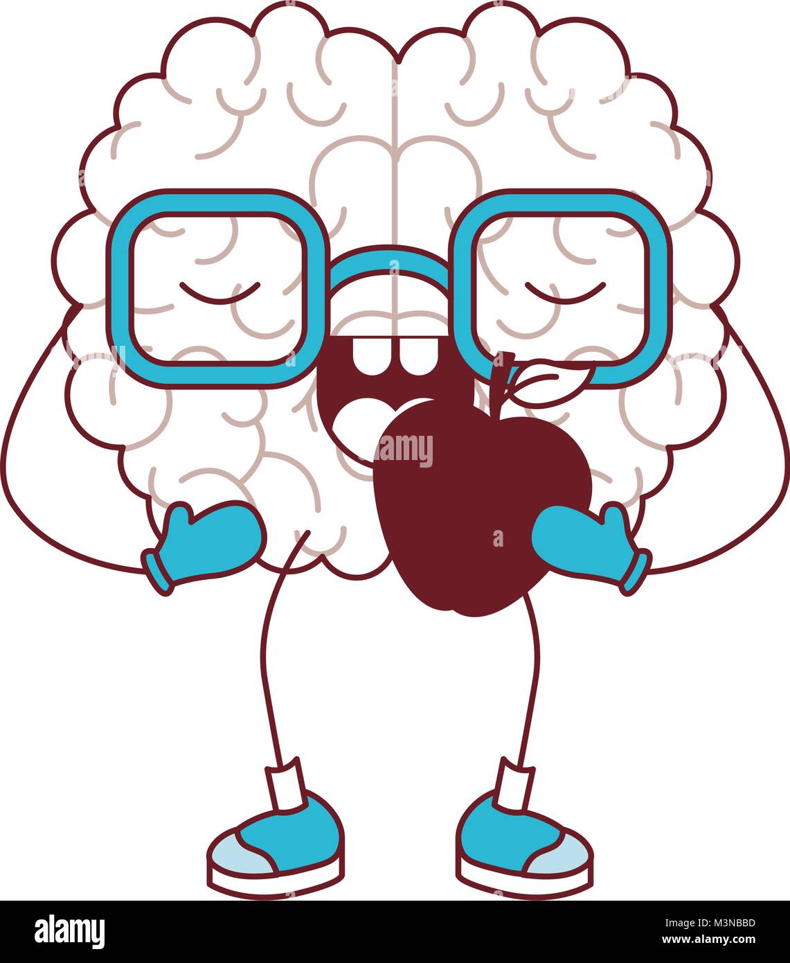 comic brain eating apple kawaii character Stock Vector Image & Art - Alamy