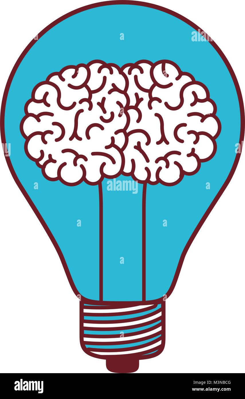 bulb light with brain Stock Vector Image & Art - Alamy