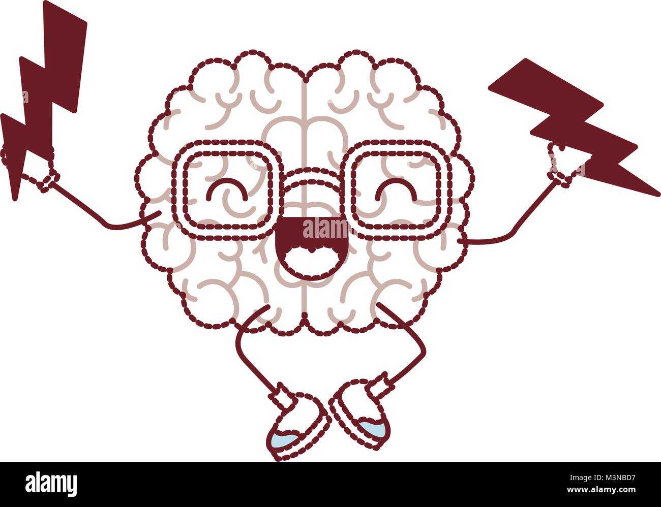 comic brain with thunders kawaii character Stock Vector Image & Art - Alamy