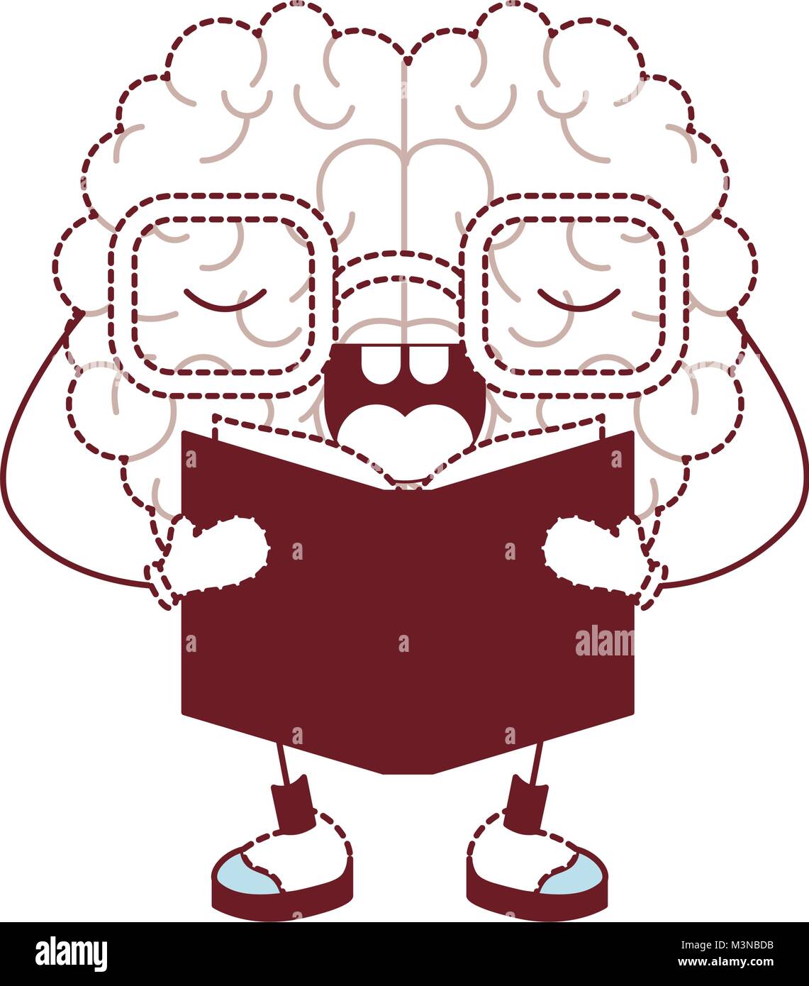 comic brain reading book kawaii character Stock Vector Image & Art - Alamy