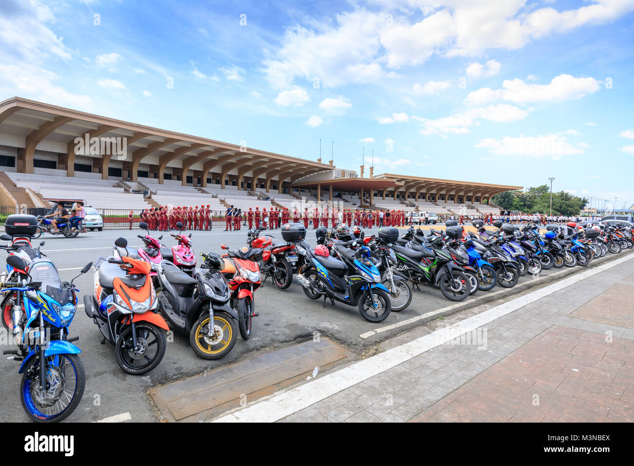 Manila, Philippines - Feb 4, 2018 : Motorcycles parked along the way in ...