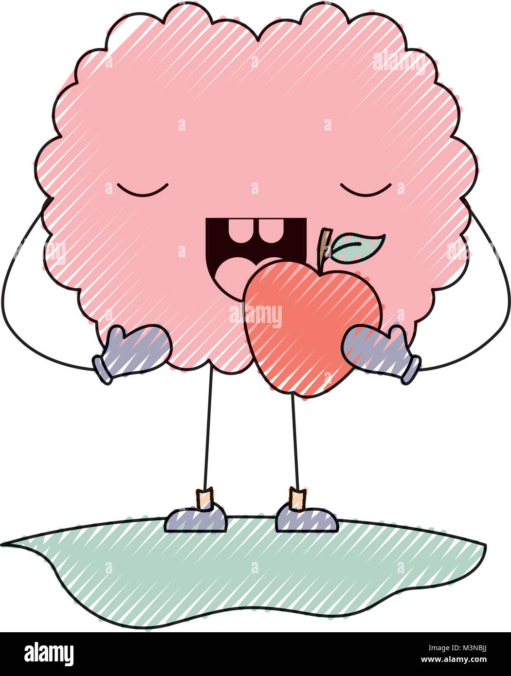 comic brain eating apple kawaii character Stock Vector Image & Art - Alamy