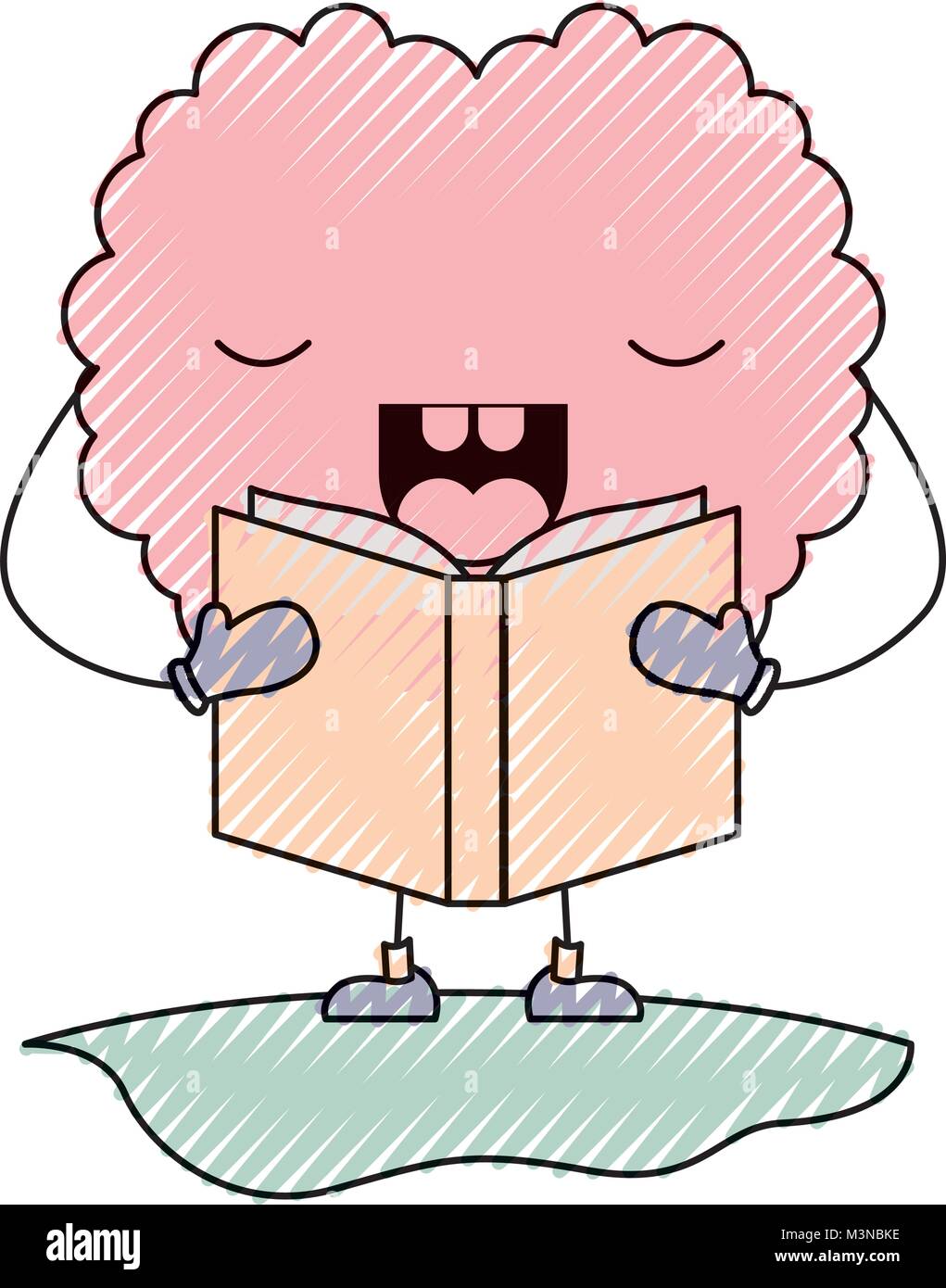 comic brain reading book kawaii character Stock Vector Image & Art - Alamy