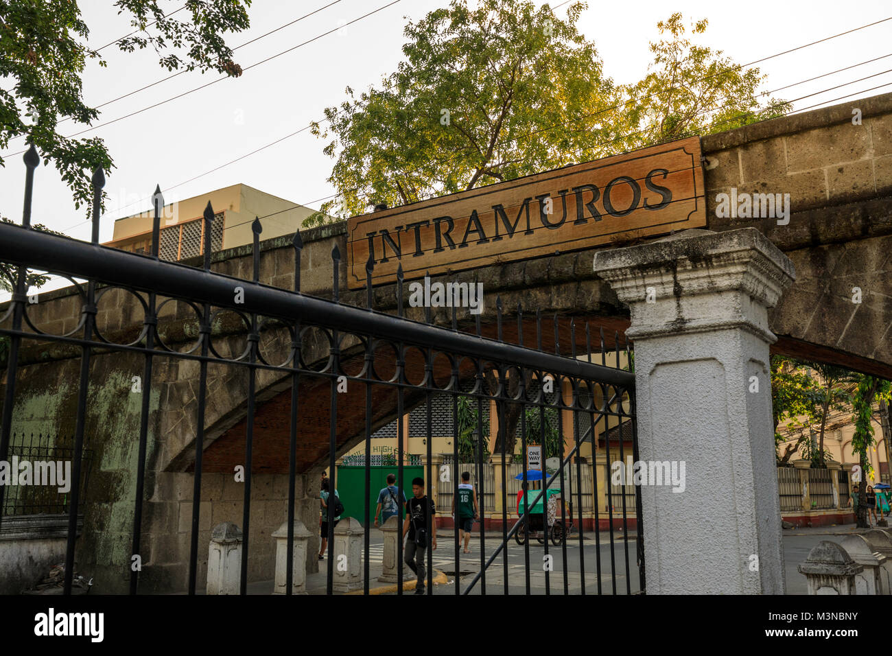 Manila, Philippines - Feb 4, 2018 : Intramuros entrance sign over the ...