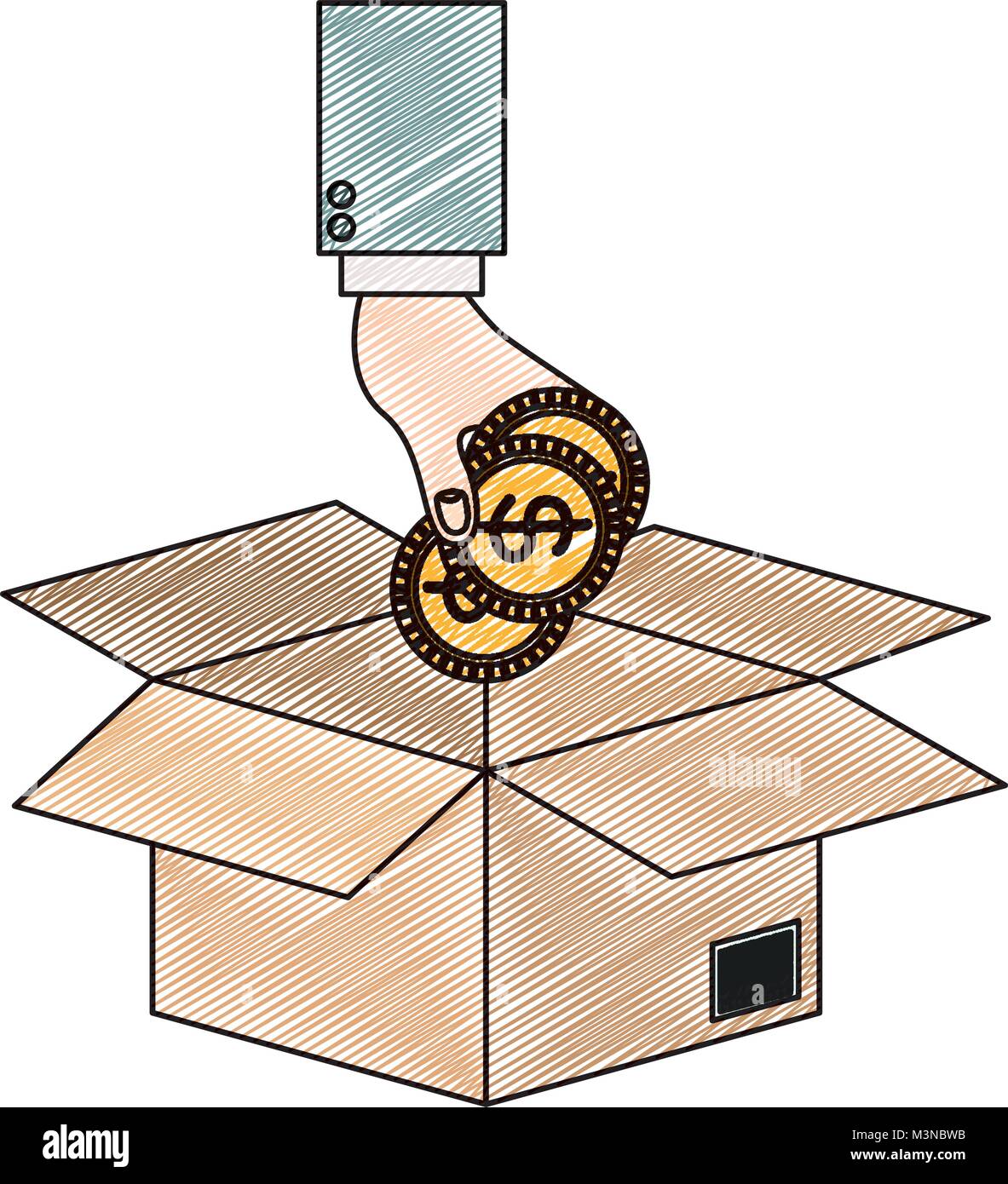 hand saver depositing coins in box Stock Vector Image & Art - Alamy