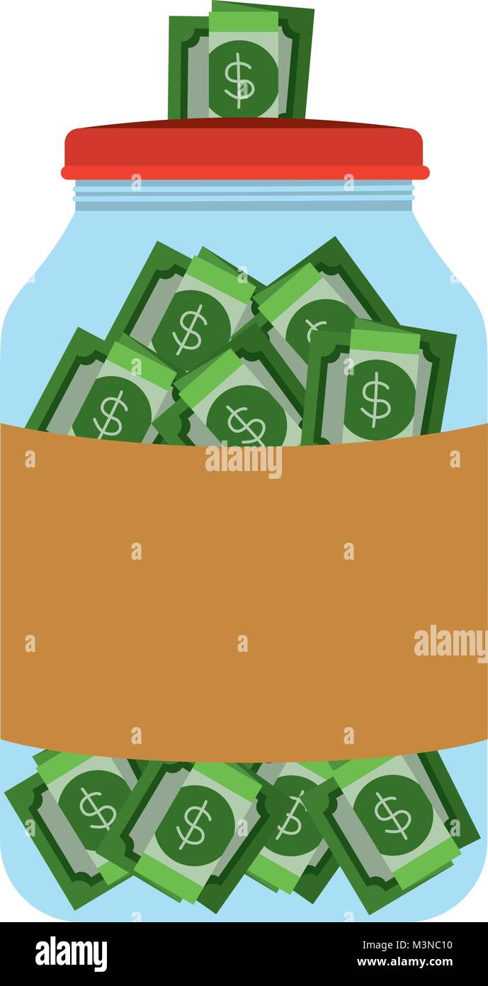 glass jar with bills Stock Vector Image & Art - Alamy