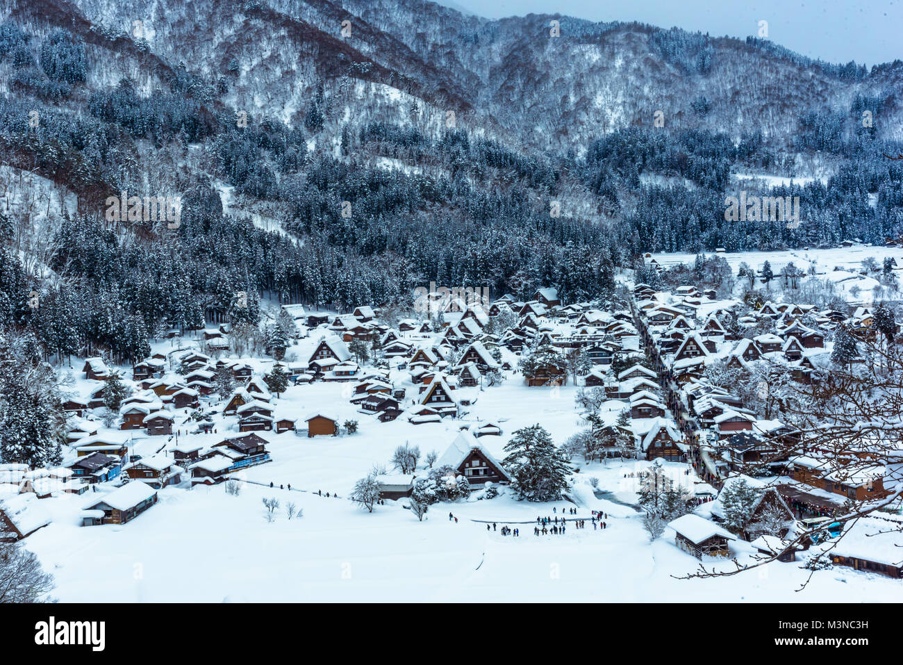 View of Ogimachi historic village of Shirakawa Go in winter, UNESCO ...