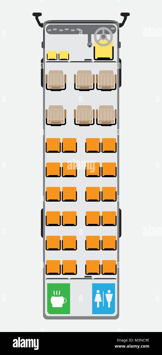 Coach bus seat map with restroom vector and illustration Stock Vector ...