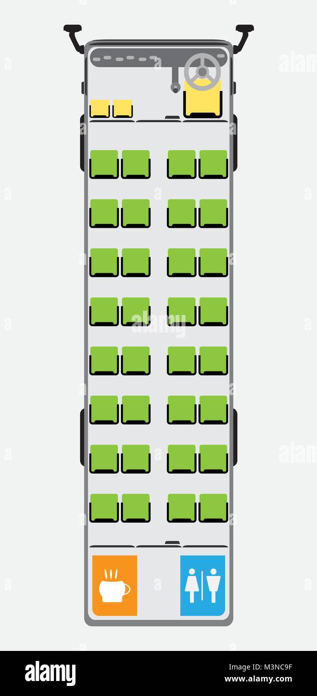 Coach bus seat map with restroom vector and illustration Stock Vector ...