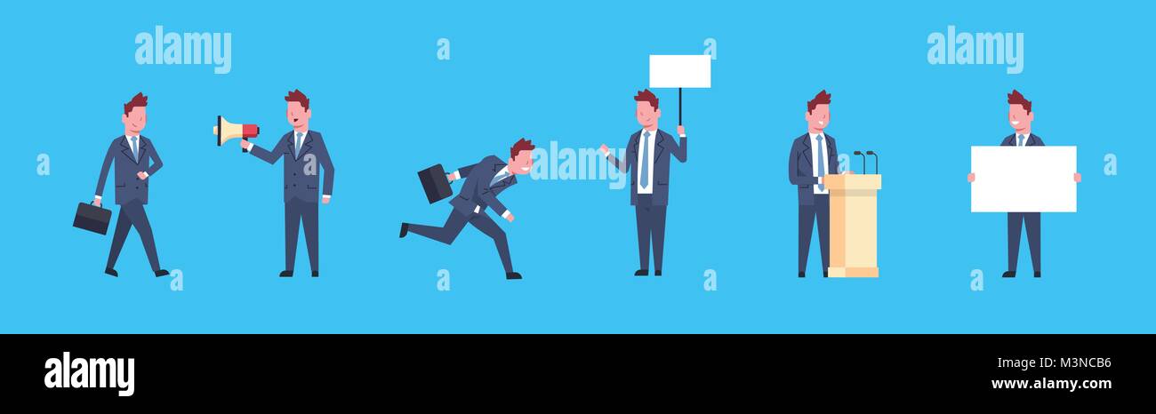 Set Of Business Man Icon Male Office Worker Posing Businessman ...