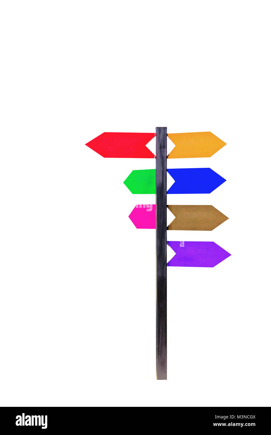 Sign on pole with a white background Stock Photo - Alamy