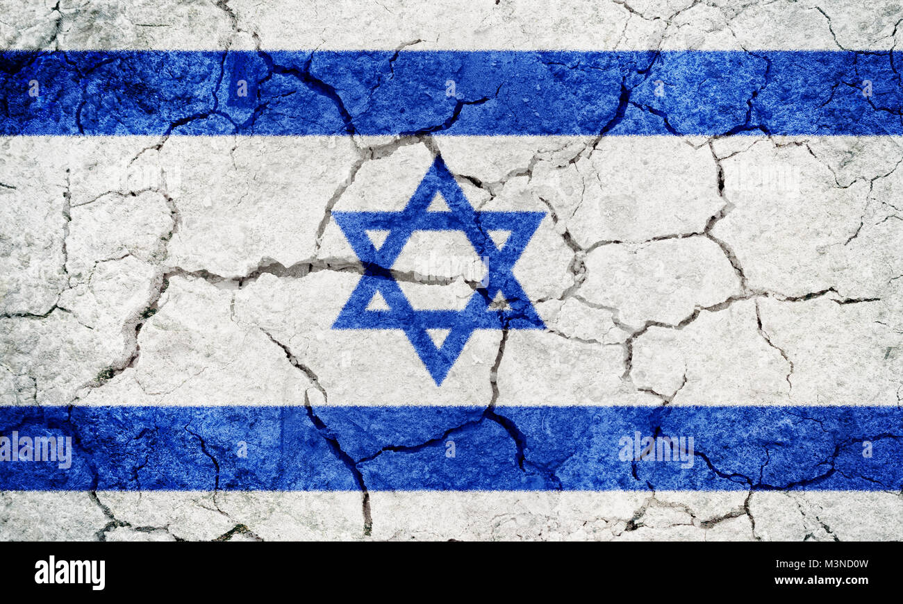 State of Israel flag on dry earth ground texture background Stock Photo ...
