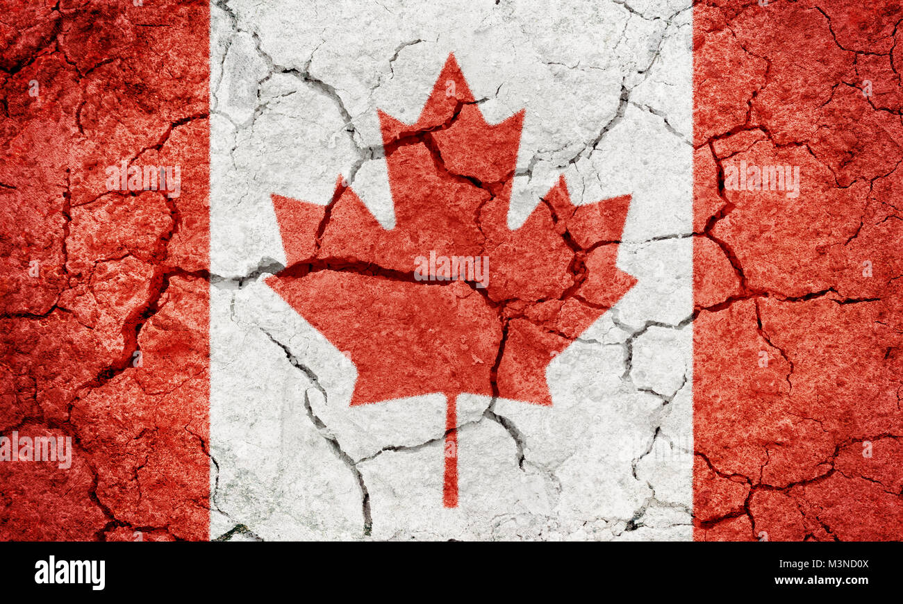 Canada flag on dry earth ground texture background Stock Photo - Alamy