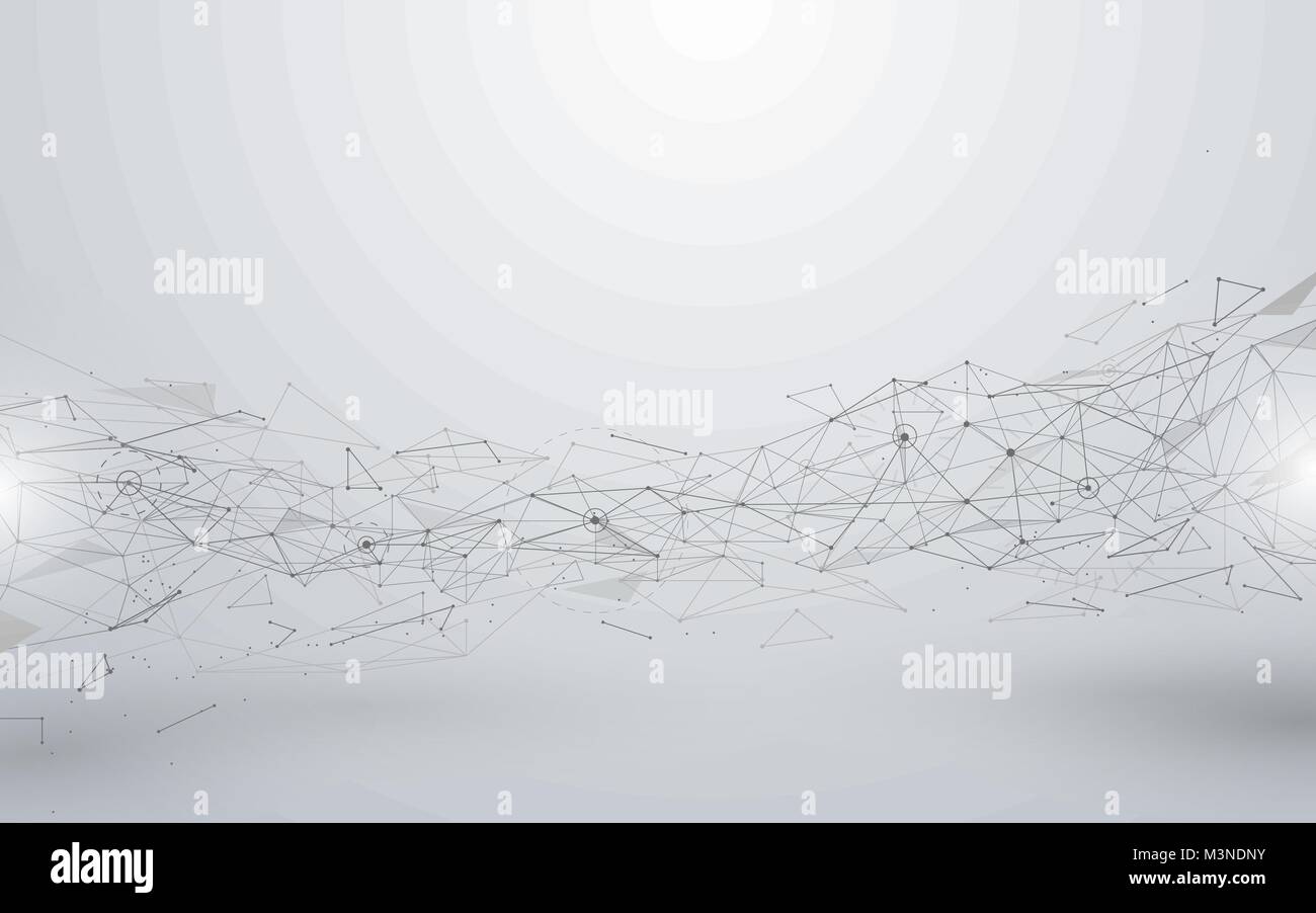 Abstract connections lines and polygons on white background Stock ...